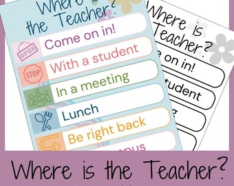 Where is the Teacher? EDITABLE Door Sign/poster | Charm Bracelet ...