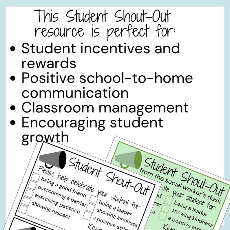 Student Shout-outs | Positive School-to-home Behavior Notes | PDF ...