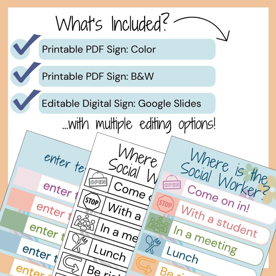 Where is the Social Worker? EDITABLE Door Sign/poster | Groovy Boho ...