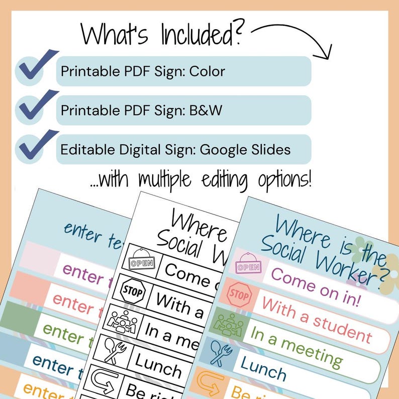 Where is the Social Worker? EDITABLE Door Sign/poster | Groovy Boho ...