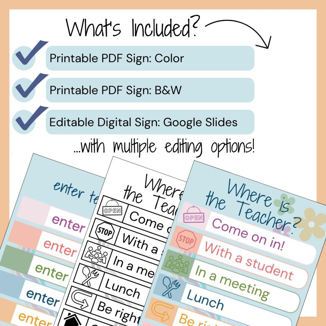 Where is the Teacher? EDITABLE Door Sign/poster | Groovy Boho | Digital ...