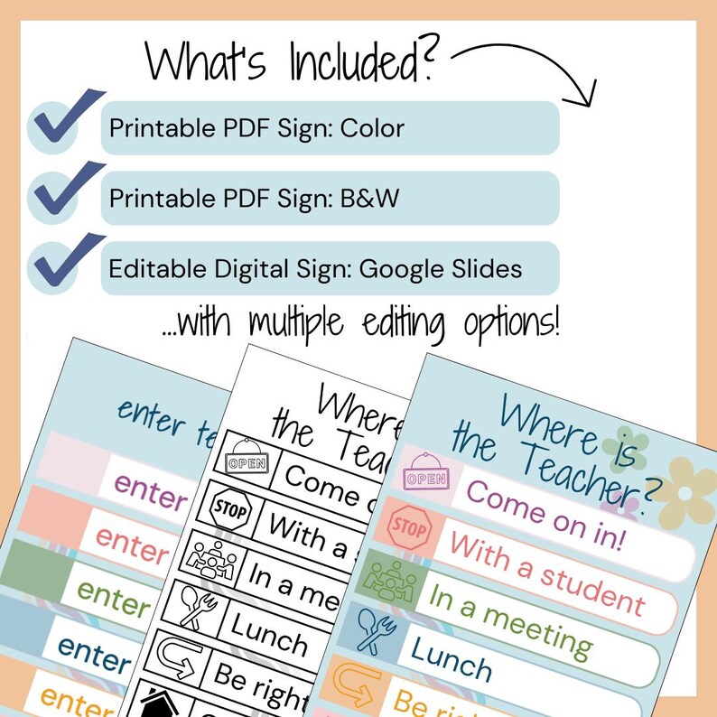 Where is the Teacher? EDITABLE Door Sign/poster | Groovy Boho | Digital ...