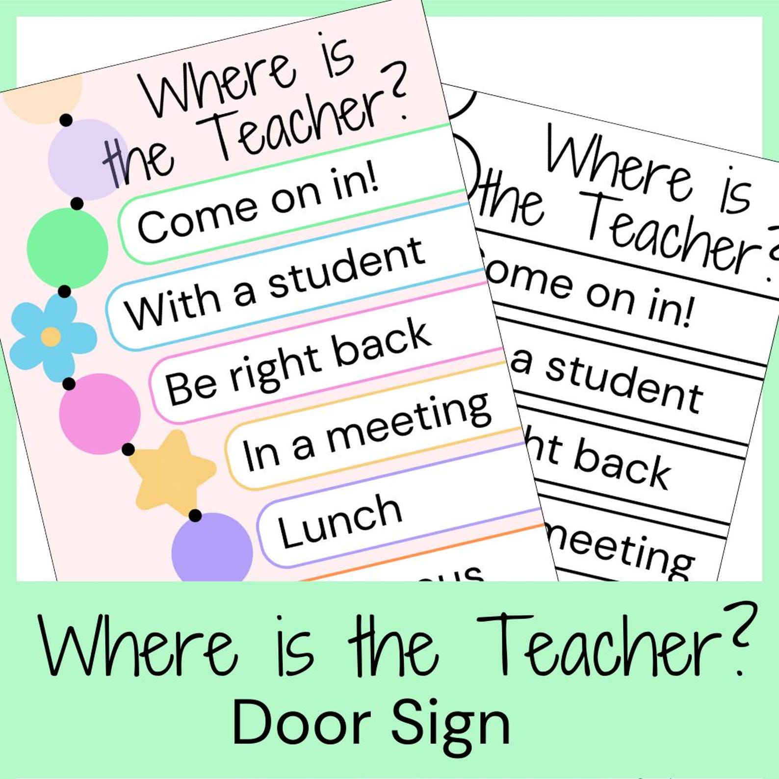 Where is the Teacher? EDITABLE Door Sign/poster | Charm Bracelet ...