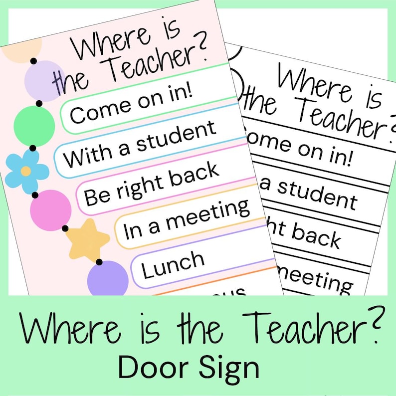 Where is the Teacher? EDITABLE Door Sign/poster | Charm Bracelet ...
