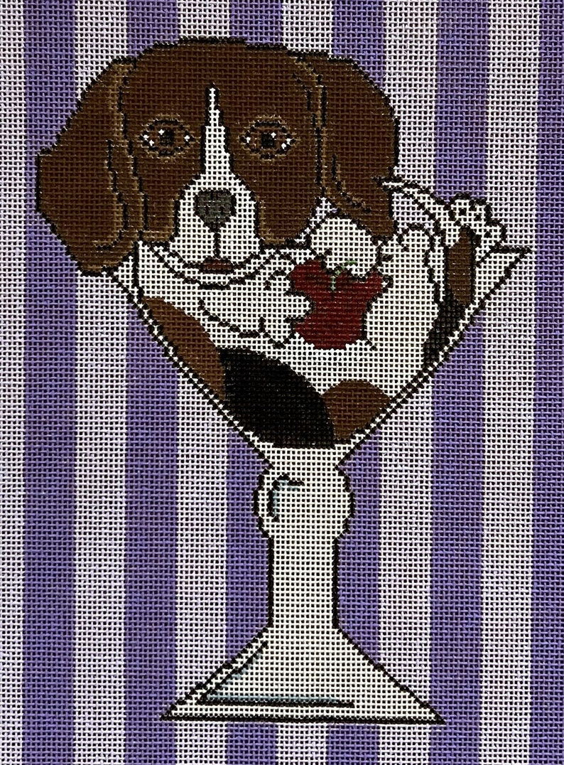 The Boozy Beagle- Hand Painted Needlepoint Canvas - Etsy