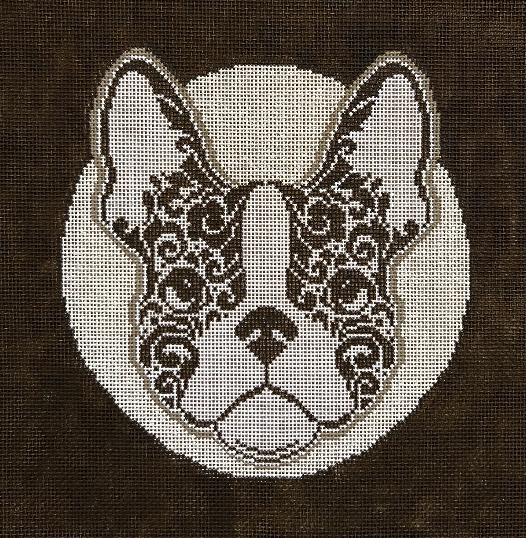 Ornamental French Bulldog- Hand Painted Needlepoint Canvas - Etsy