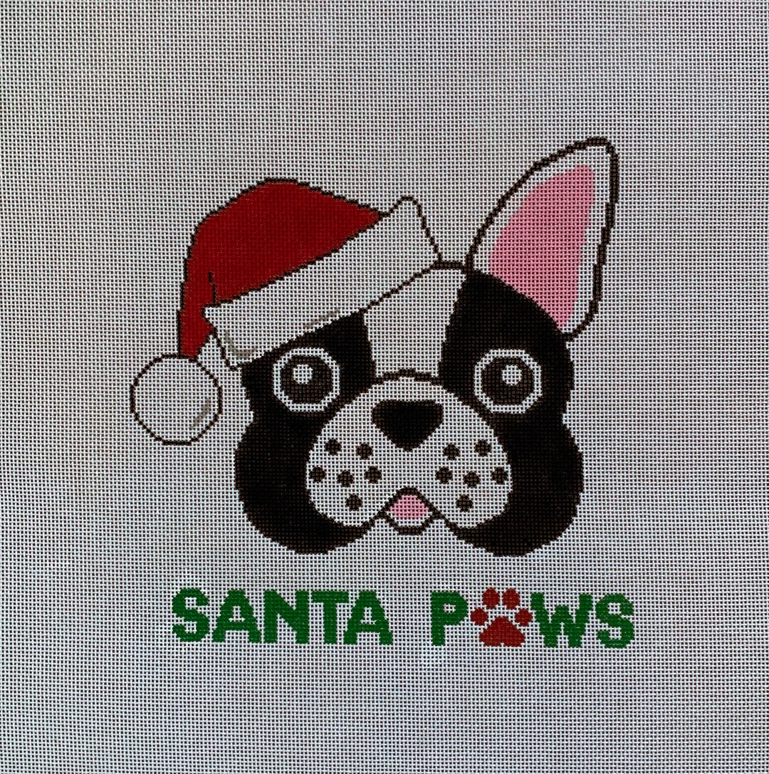 Santa Paws- Christmas Hand Painted Needlepoint Canvas - Etsy