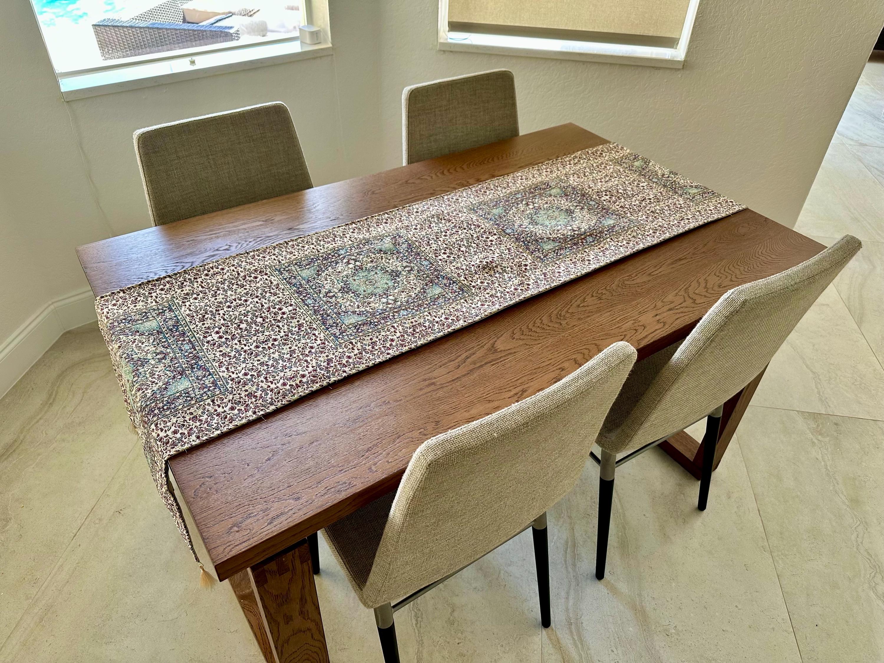 Turkish Silk Blend Table Runner – 17x76 Inches (6 Feet) – Elegant Blue ...