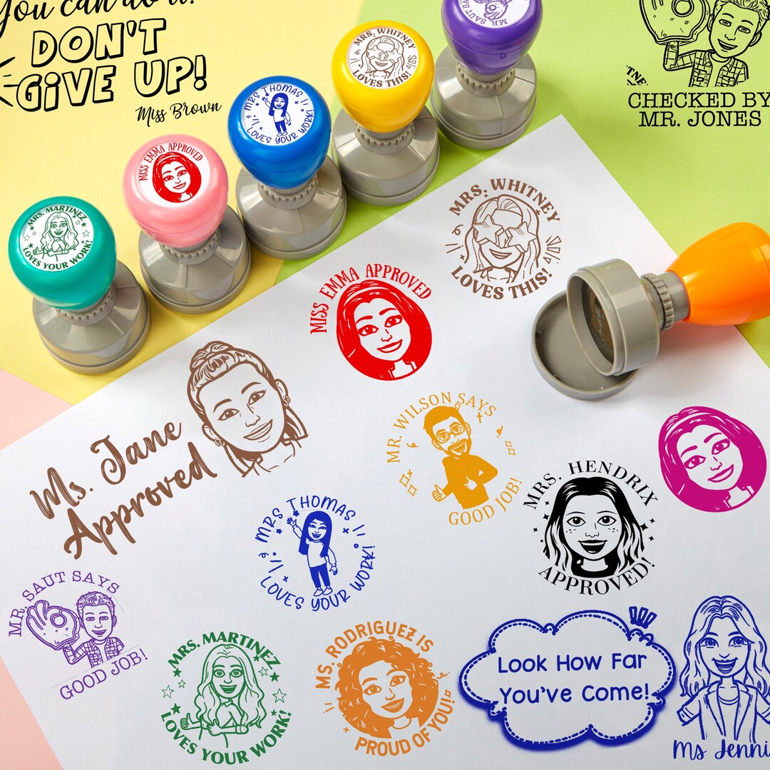 Personalized Bitmoji Stamp Gift, Custom Bitmoji Teacher Stamp ...