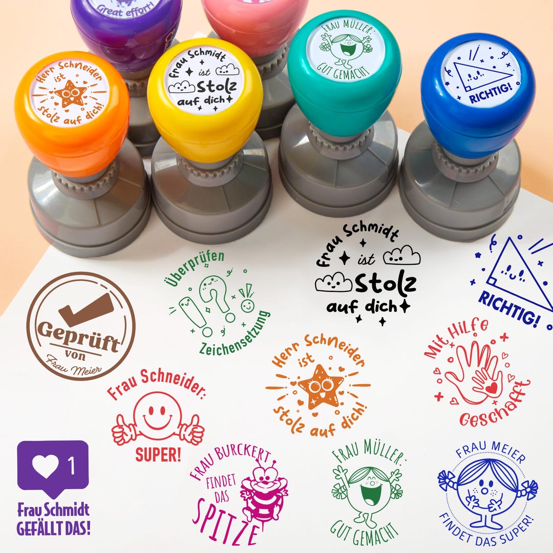 70 Lehrerstempel Personalisiert, Deutscher Lehrer-stempel: Anpassbar, Selbstfärbend, Nachfüllbar ...