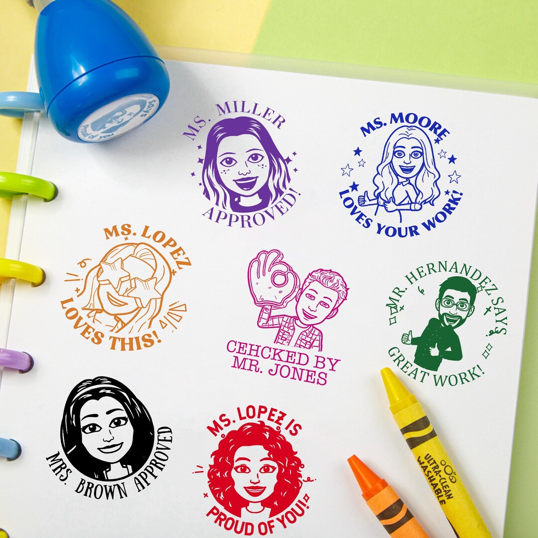 Custom Bitmoji Teacher Stamp, Personalized Bitmoji Stamp Gift ...