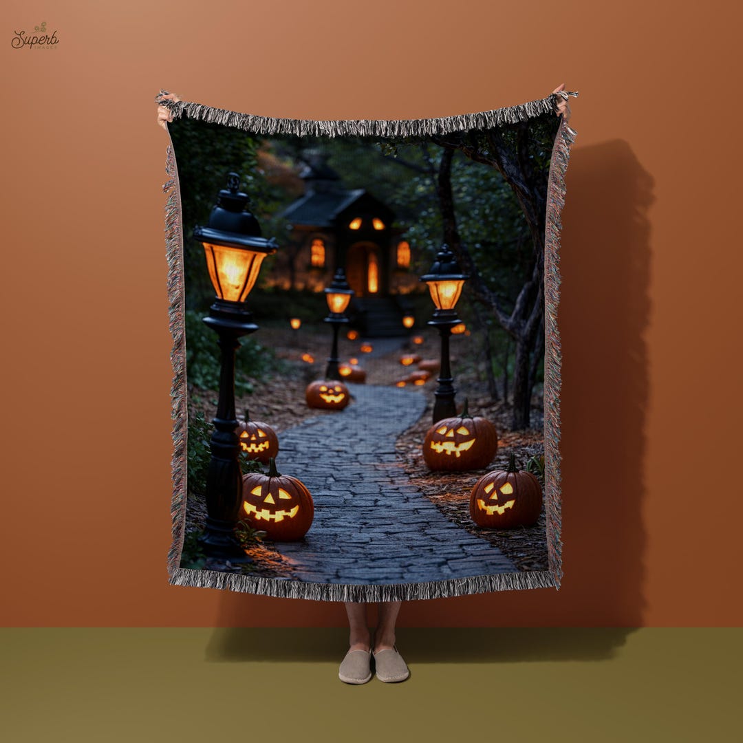 Halloween Pumpkin Blanket, Spooky Blanket, Jack-o-lantern Blanket, Fall ...