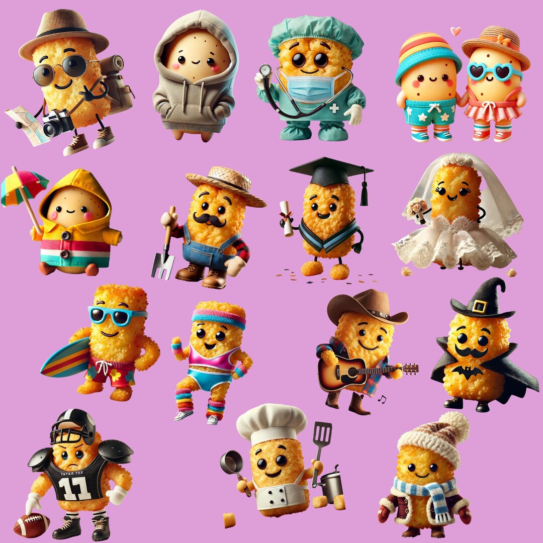 Tater Tot Stickers PNG – Dressed for the Occasion, 15 Downloadable ...