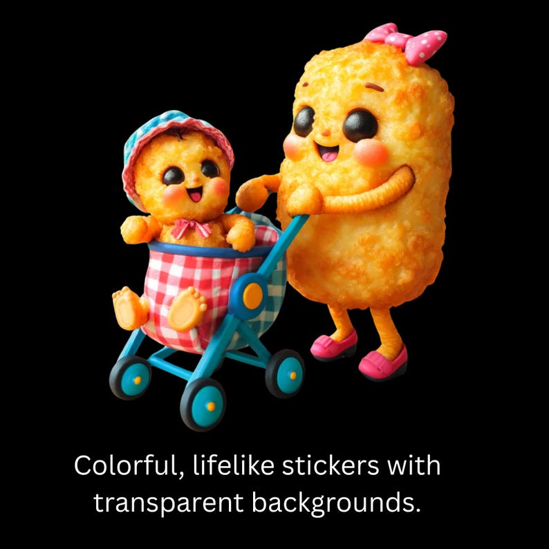 Tater Tot Baby PNG Stickers, 4 Inch Digital Download, Transparent ...