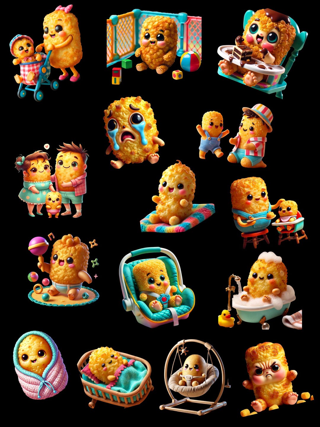 Tater Tot Baby Stickers / Images With Transparent Backgrounds. Perfect ...