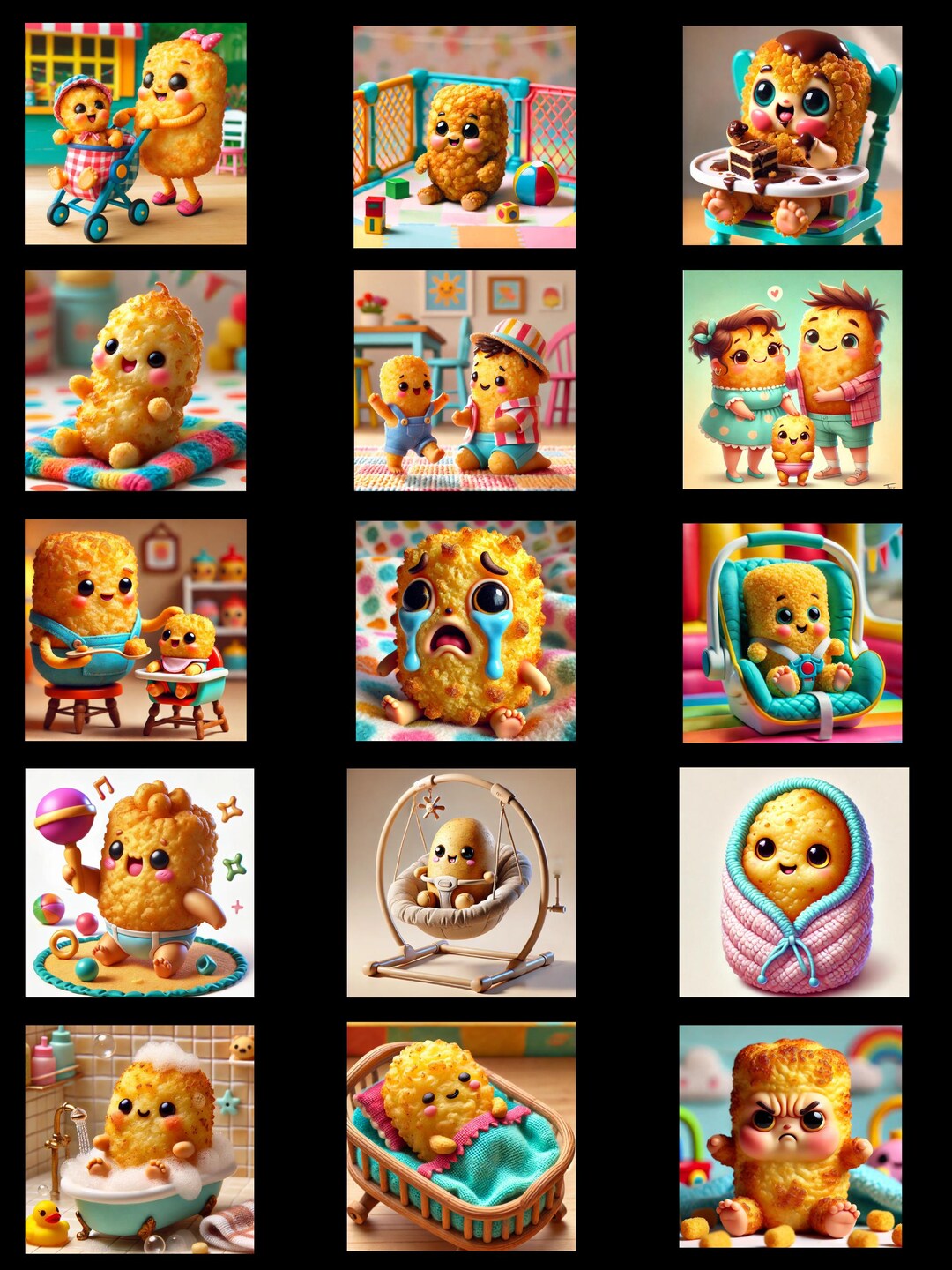 Downloadable JPEG Tater Tot Baby Stickers, Full-color Images. Perfect ...