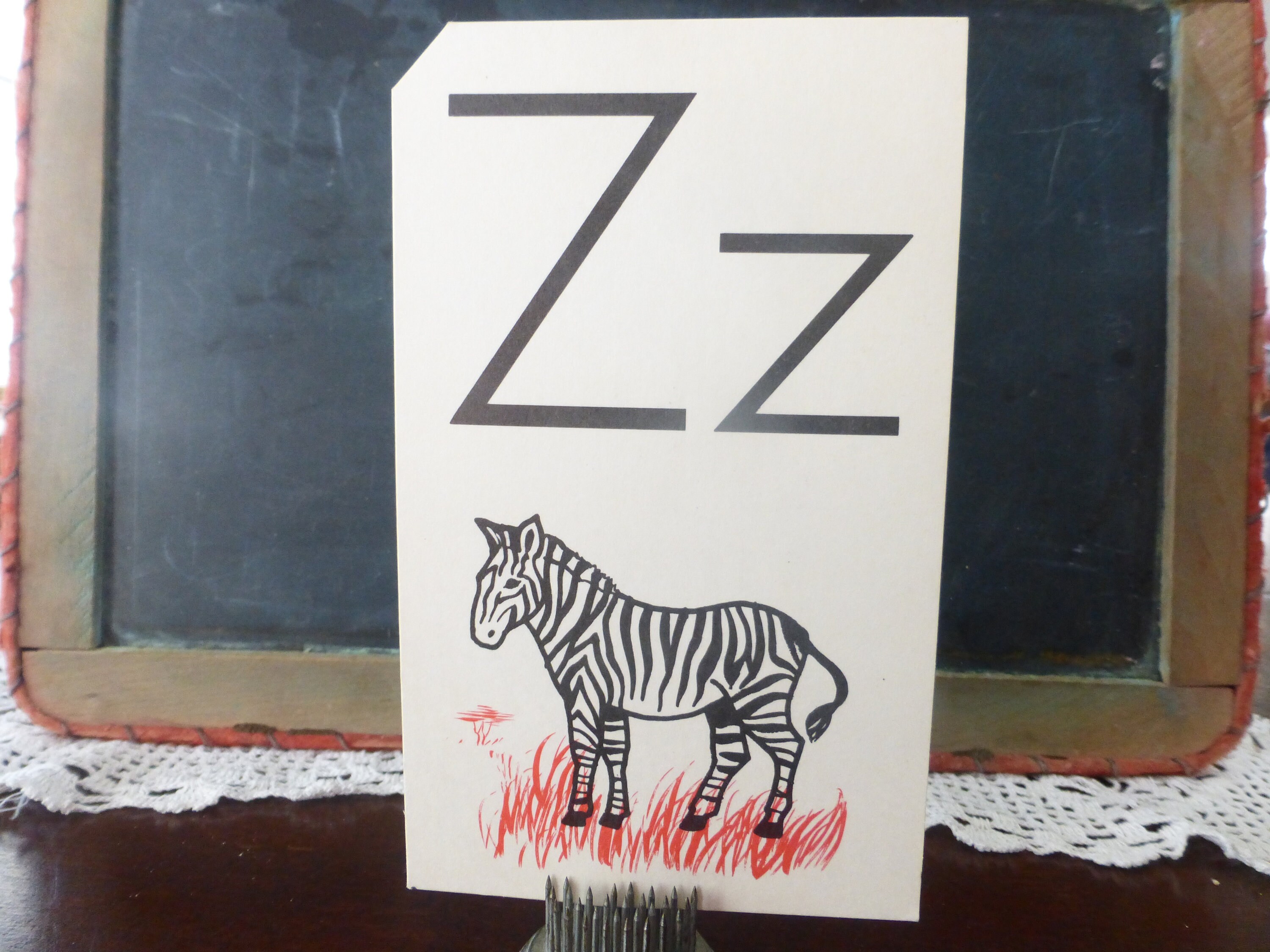 Vintage Flash Card Z is for ZEBRA Education Mid Century - Etsy