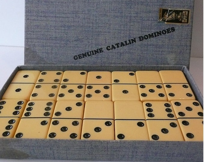 Vintage Catalin Bakelite Ivory Dominoes Set - Etsy