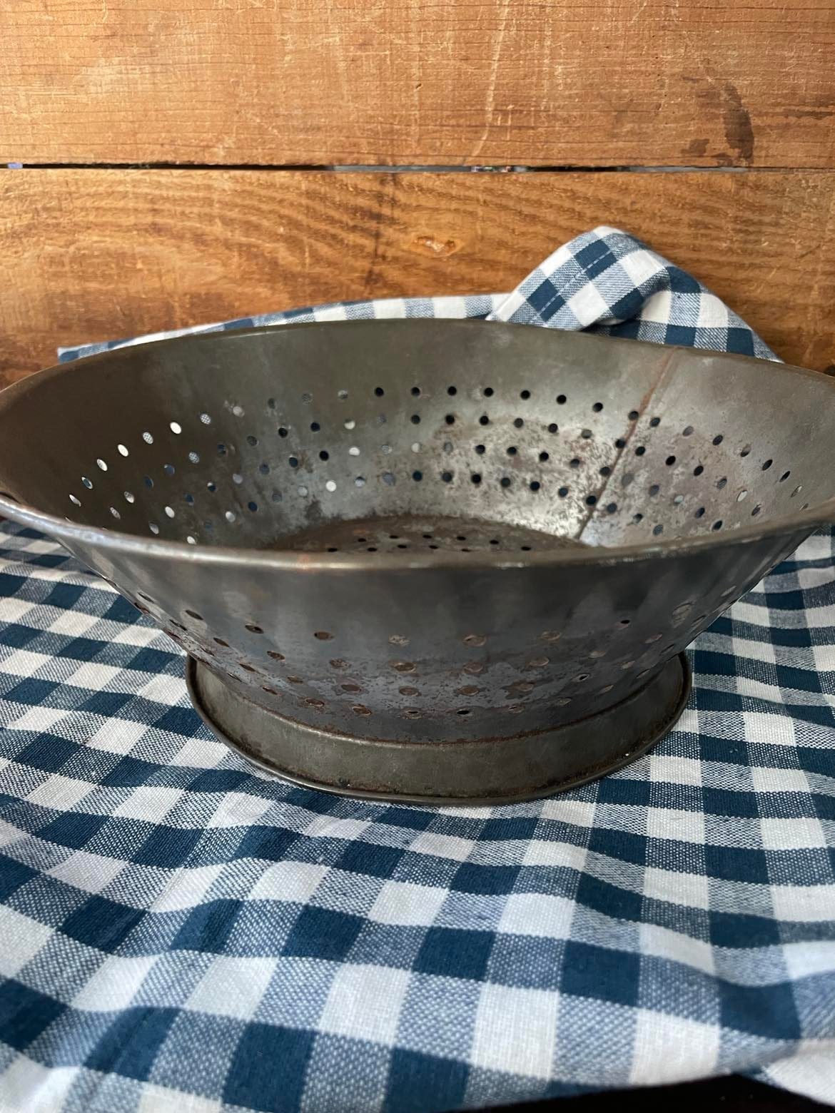 Vintage Rustic Punched Tin Strainer Colander Primitive Country ...
