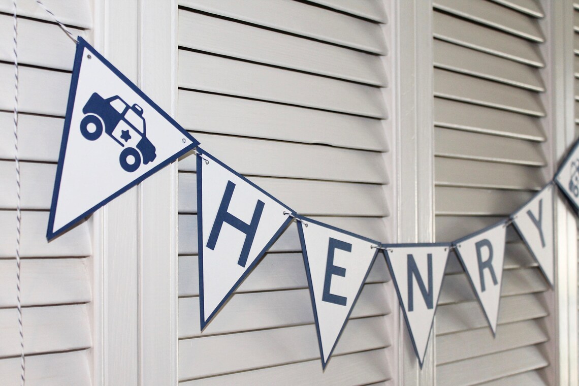 Police Car Banner Custom Text or Name Car Themed Baby | Etsy