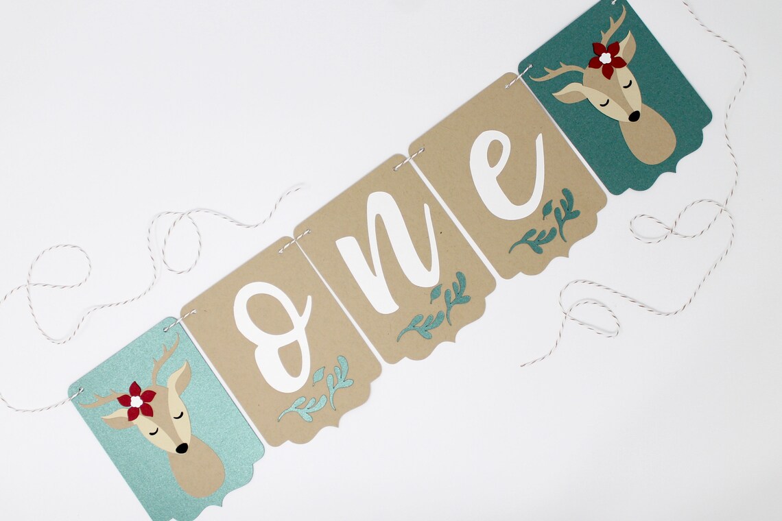 One Banner First Birthday Winter Theme Christmas Deer | Etsy
