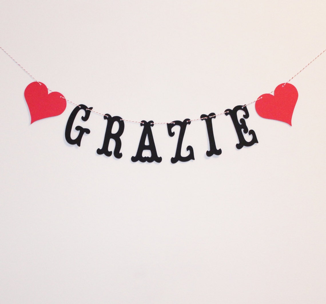 Grazie Banner Custom Colors Italian Thank You Italian - Etsy