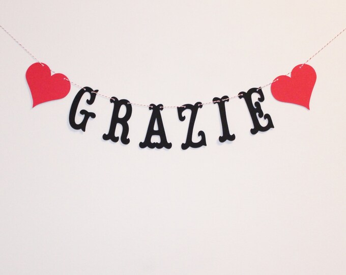 Grazie Banner Custom Colors Italian Thank You Italian Table Sign ...