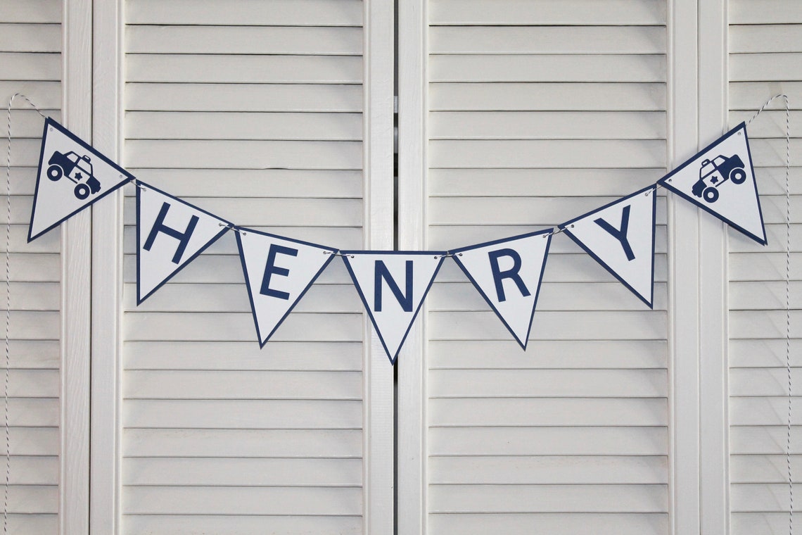 Police Car Banner Custom Text or Name Car Themed Baby | Etsy