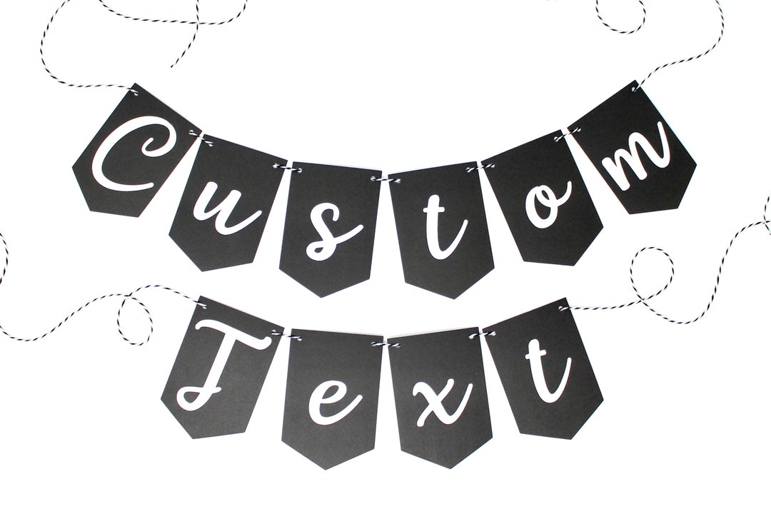 Custom Banner Curly Cursive Style Font Custom Colors Personalized Words ...