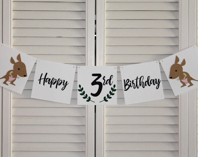 Kangaroo Birthday Banner Custom Age Custom Colors Party Sign and Photo ...