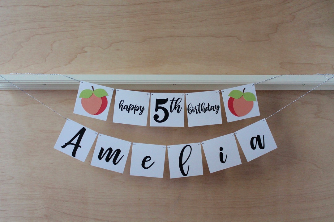 Peach Birthday Banner Custom Age and Name Peaches Happy Birthday Party ...