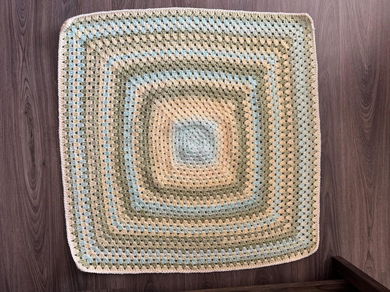 Handmade Crochet Baby Blanket - Sage Green Granny Square Nursery Throw ...