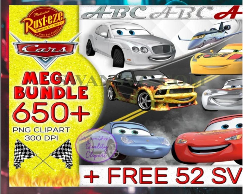 650 Mega Bundle CARS Png, Cars Png, Cars Birthday Png, Cars Party Png - Etsy