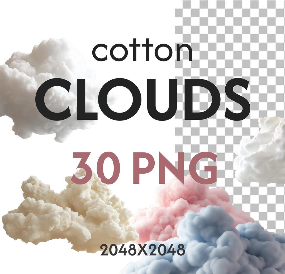 3D Cotton Clouds PNG Clipart for Web Design & Branding Transparent ...