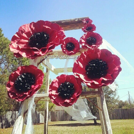Weddings Handmade Large Paper Poppies 3 to 14 Inches Color of Your ...