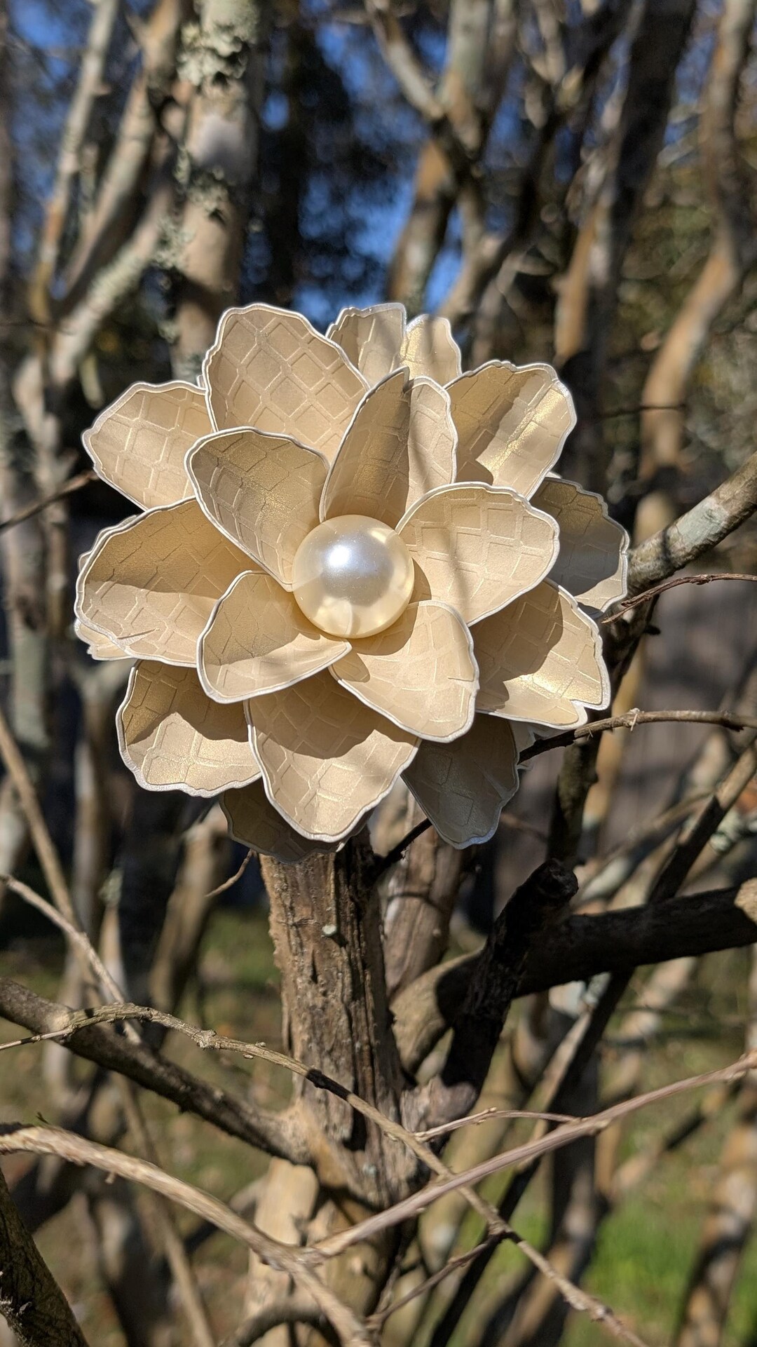Light Gold Double Layered Paper Flower on a Stem Ready to Ship - Etsy