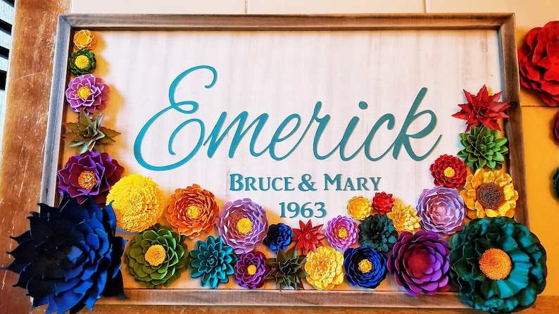 Custom Paper Flower Wall Art, Anniversary Gift, 12x18 - Etsy