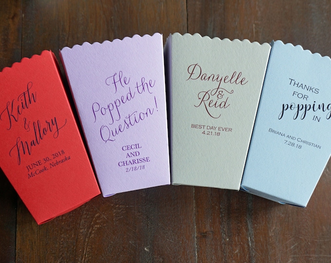 Personalized Popcorn Favor Box Custom Printed Mini Popcorn Box Wedding ...