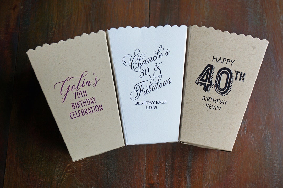 Birthday Party Popcorn Bucket - Mini Pop Corn Boxes - Rustic Favor Mini ...