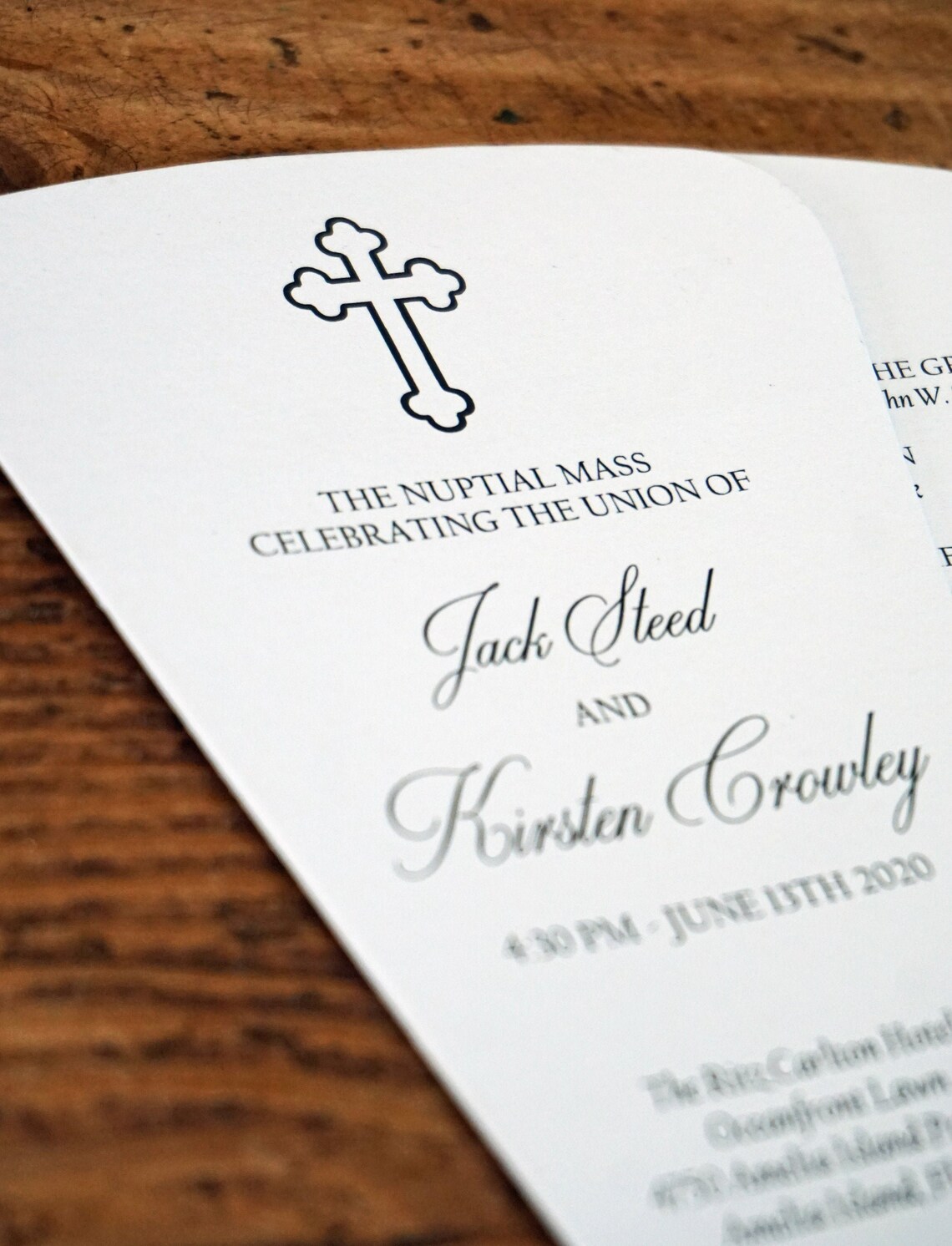 Christian Wedding Program- Wedding Fan Program With Cross Design ...