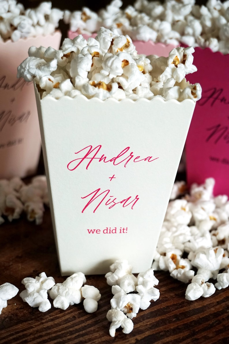 Mini Popcorn Box Pink Wedding Favor-custom Printed Mini - Etsy