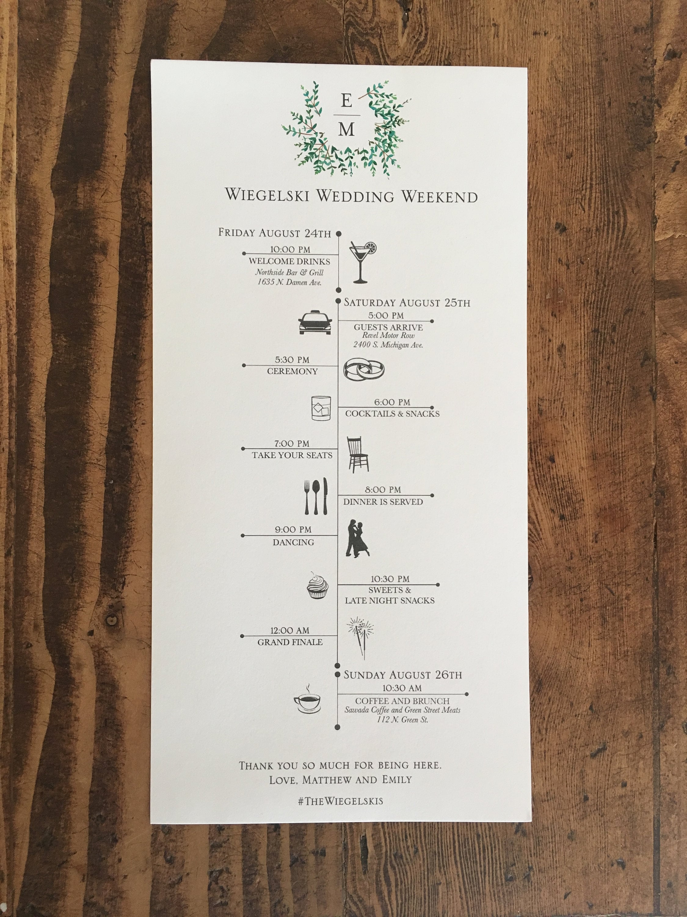 Wedding Weekend Schedule Template