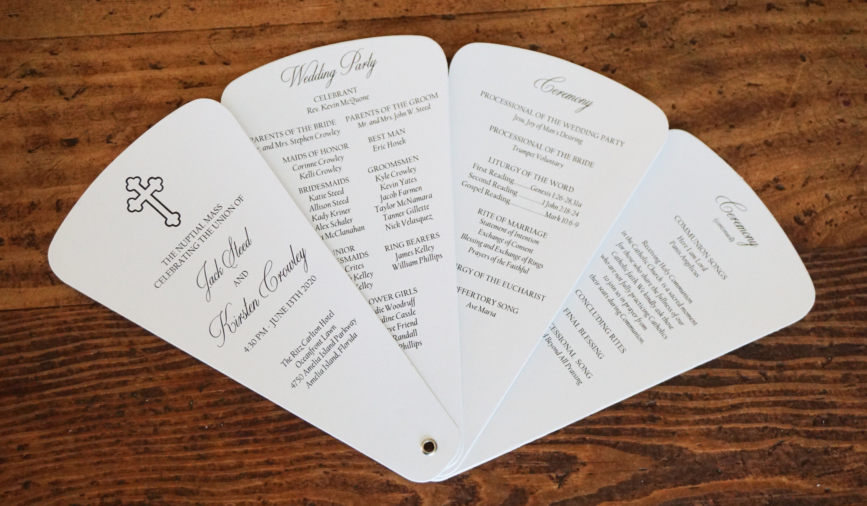 Christian Wedding Program- Wedding Fan Program With Cross Design ...