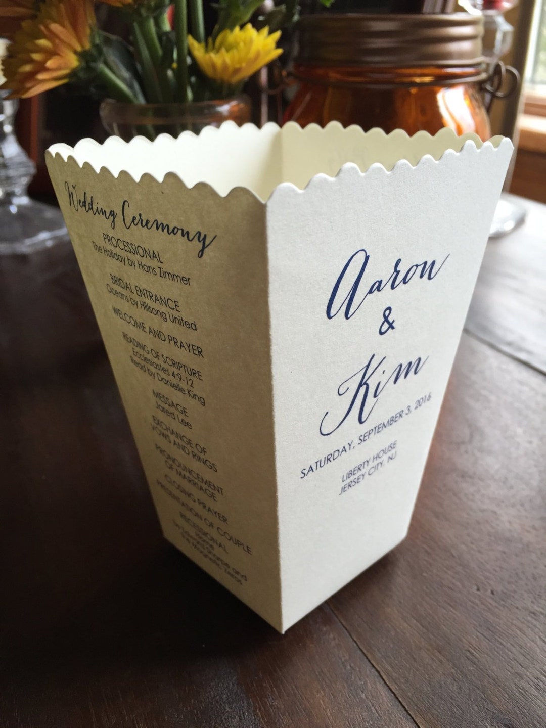 Popcorn Box Wedding Program Favor - Custom Bridal Ceremony Program ...