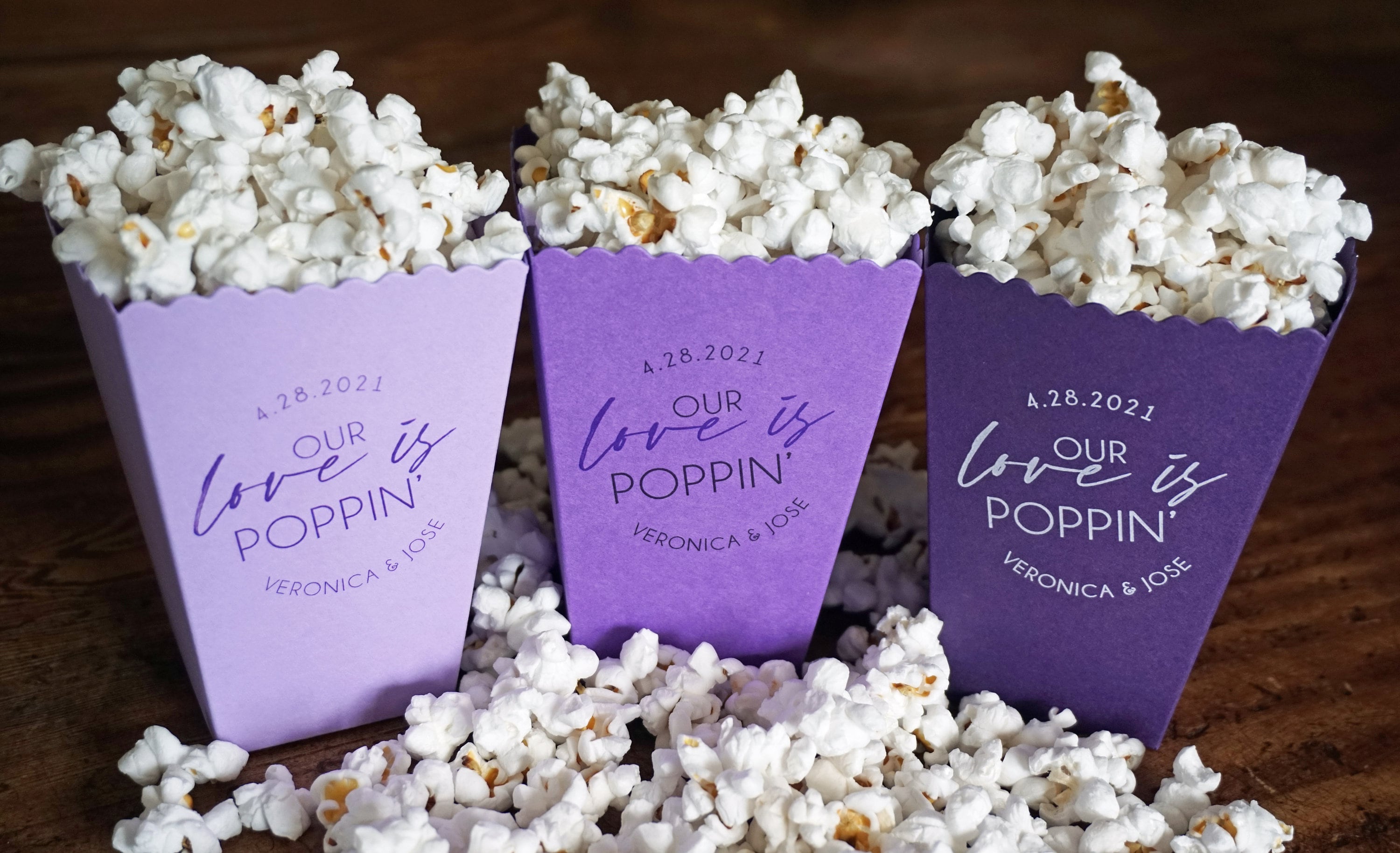 Purple Popcorn Box Wedding Favor - Popcorn Bar Favor-Custom Printed ...