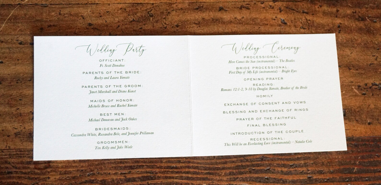 Wedding Program-micro Ceremony Program-mini Flora Folded - Etsy