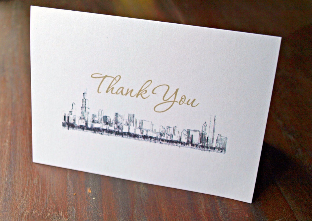 Chicago Skyline Thank You Card - Wedding Thank You Card - Mailing ...