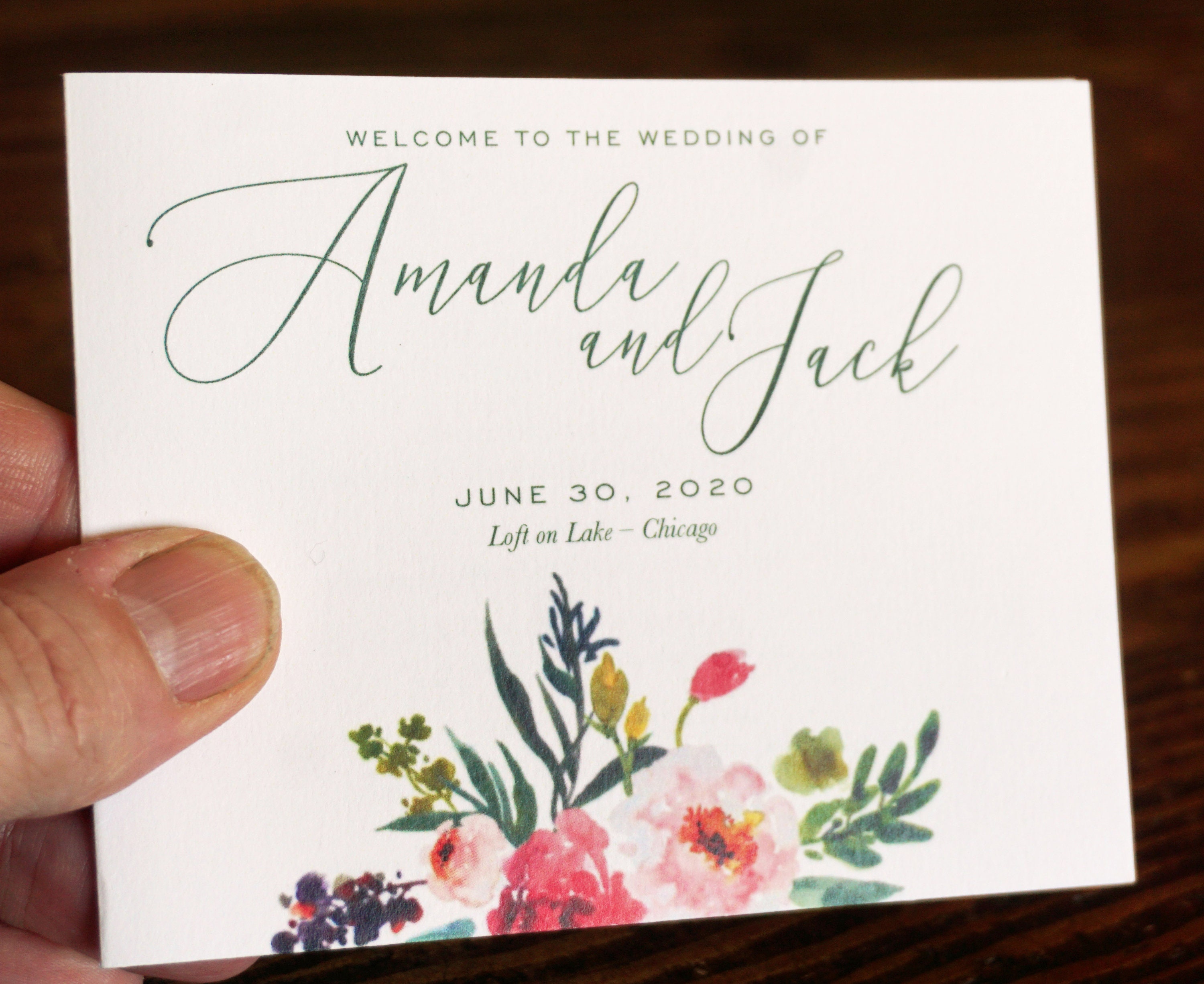 Wedding Program-micro Ceremony Program-mini Flora- Folded Wedding ...