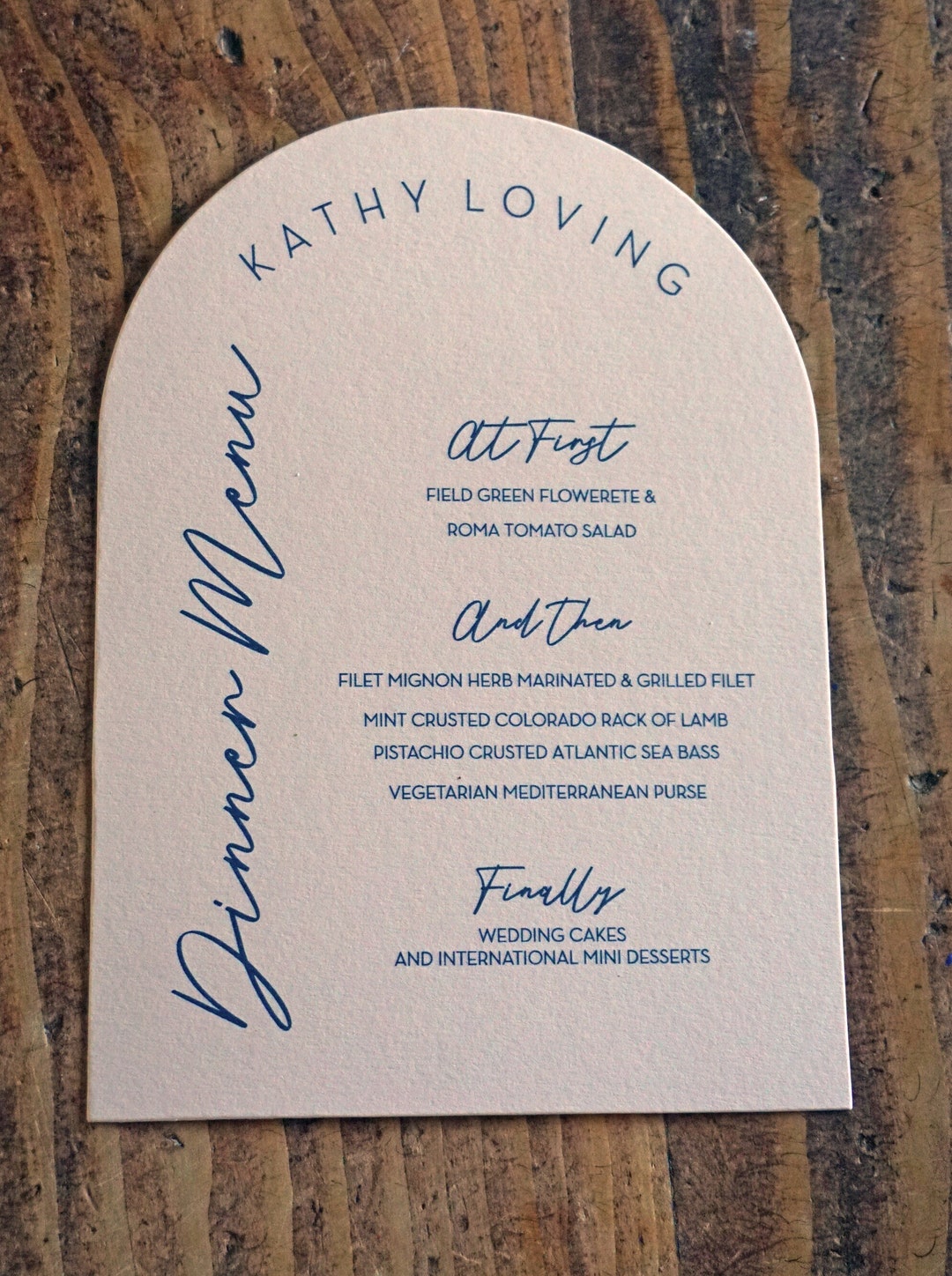 Arched Wedding Menus Personalized With Guest Names - Modern Formal ...
