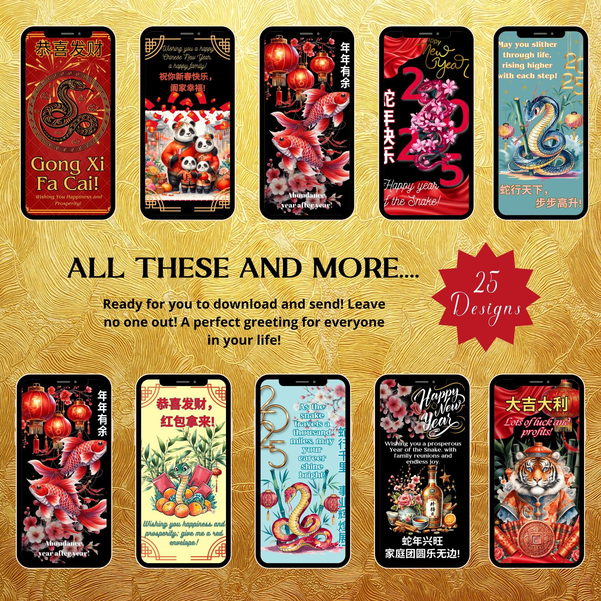 Chinese Lunar New Year 2025 Digital Ecards Bundle - Business | Friends ...